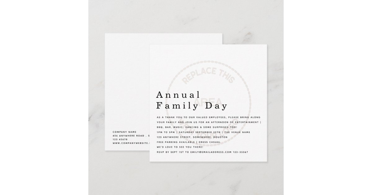 Company Family Day Logo Background Invitation | Zazzle