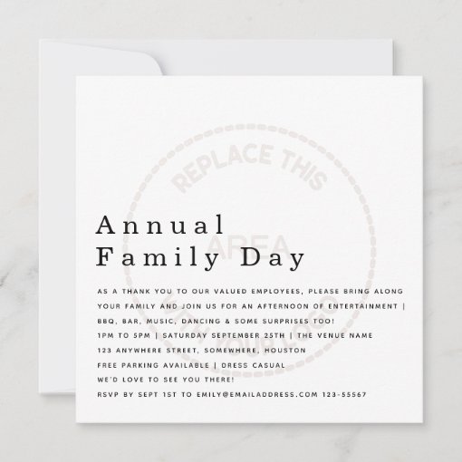 Company Family Day Logo Background Invitation | Zazzle