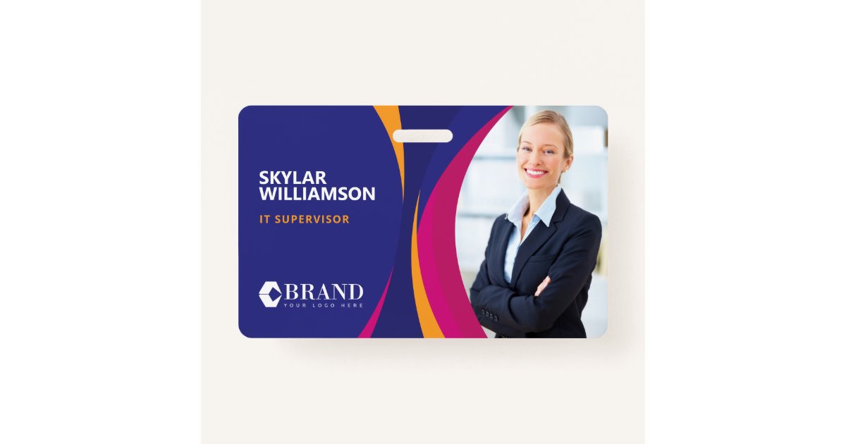 Company ID & Logo Colorful Purple Flowing Design Badge | Zazzle