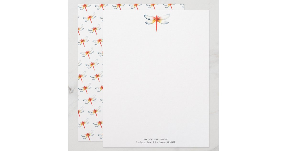 Company Letterhead Design Red Dragonfly | Zazzle