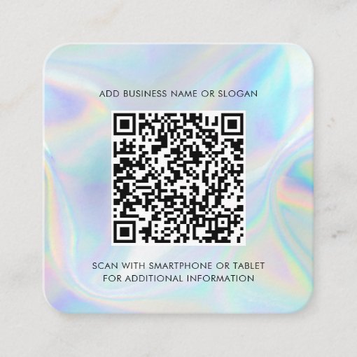 Company Logo and QR Code Holographic Square Business Card | Zazzle