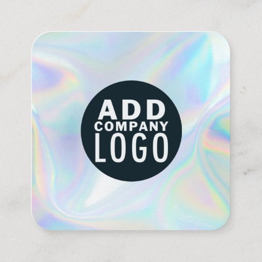 Company Logo and QR Code Holographic Square Business Card | Zazzle