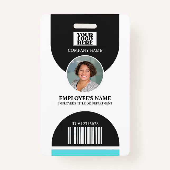 Company Logo Barcode Employee Photo Badge | Zazzle