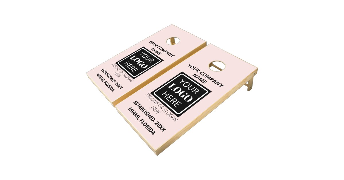 Company Logo Blush Pink Business Branded Cornhole Cornhole Set | Zazzle