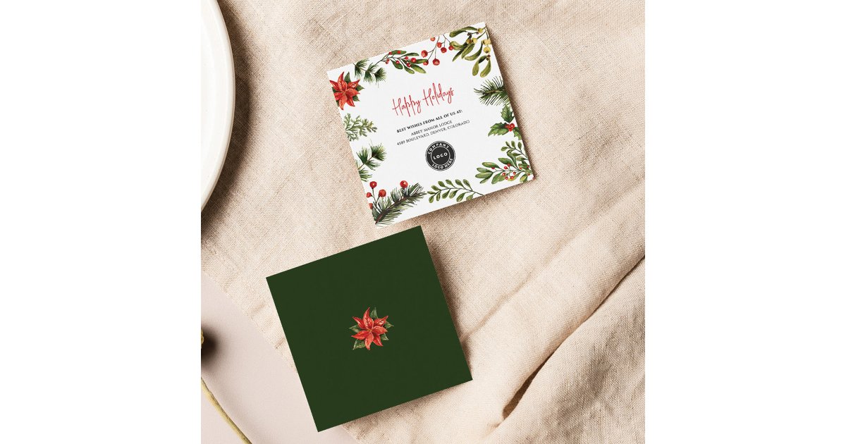 Company Logo Business Christmas Holiday Note Card | Zazzle