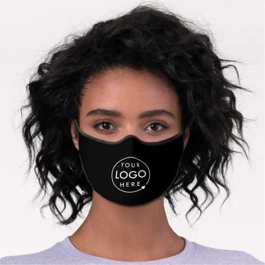 Company Logo | Business Employee Staff Black Premium Face Mask | Zazzle