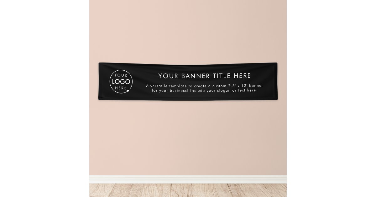 Company Logo | Business Modern Black 12' Banner | Zazzle