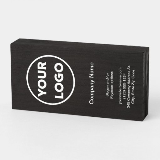 Company Logo Business Name Black Promotional Store Wooden Box Sign | Zazzle