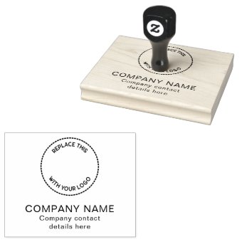 Company Logo Business Name Contact Details Rubber Stamp | Zazzle
