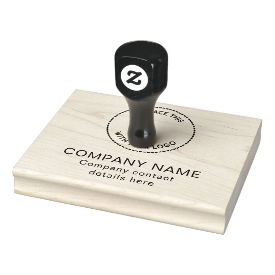 Company Logo Business Name Contact Details Rubber Stamp | Zazzle.com