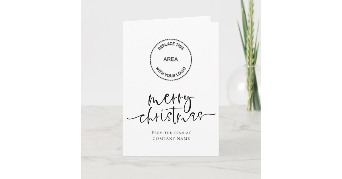 Company Logo Corporate QR code Merry Christmas Holiday Card | Zazzle