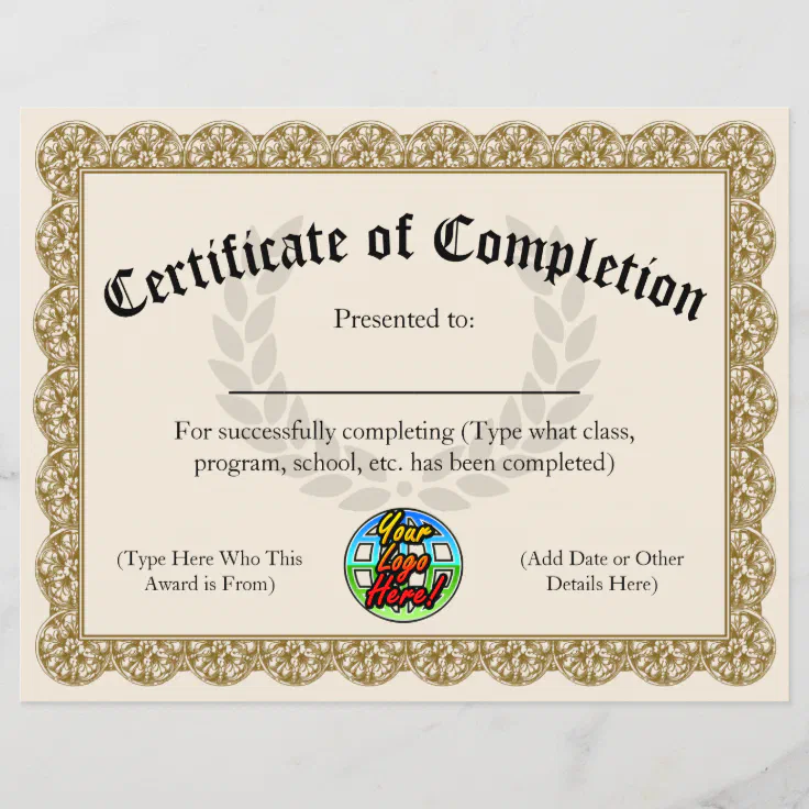 Company Logo Custom Certificate of Completion | Zazzle
