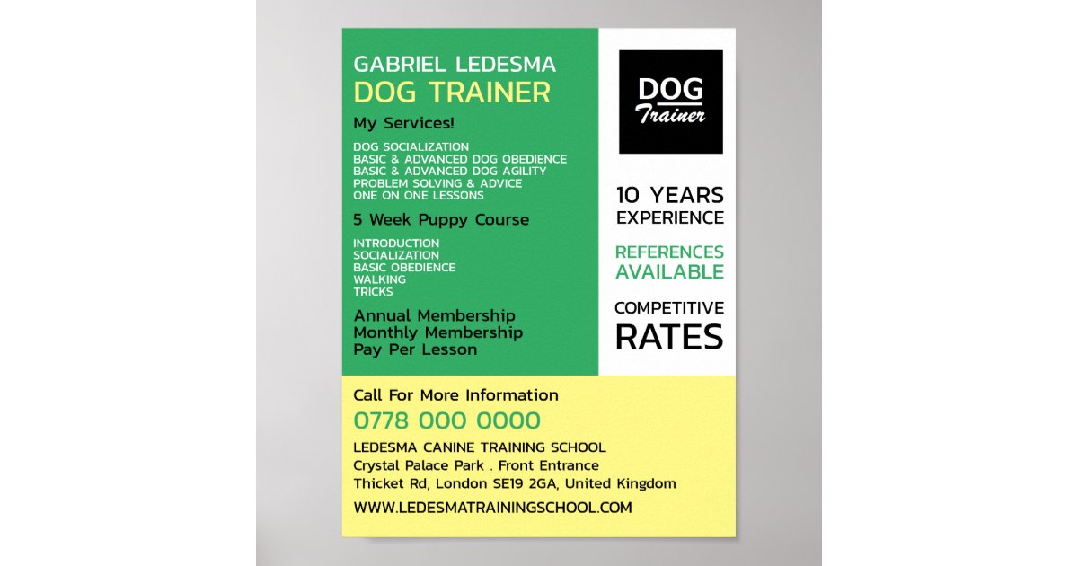 Company Logo, Dog Trainer Advertising Poster | Zazzle