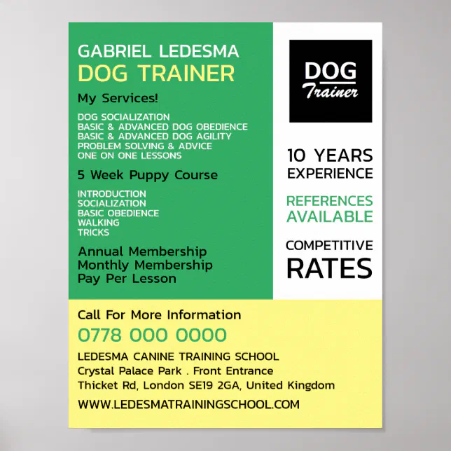 Company Logo, Dog Trainer Advertising Poster | Zazzle