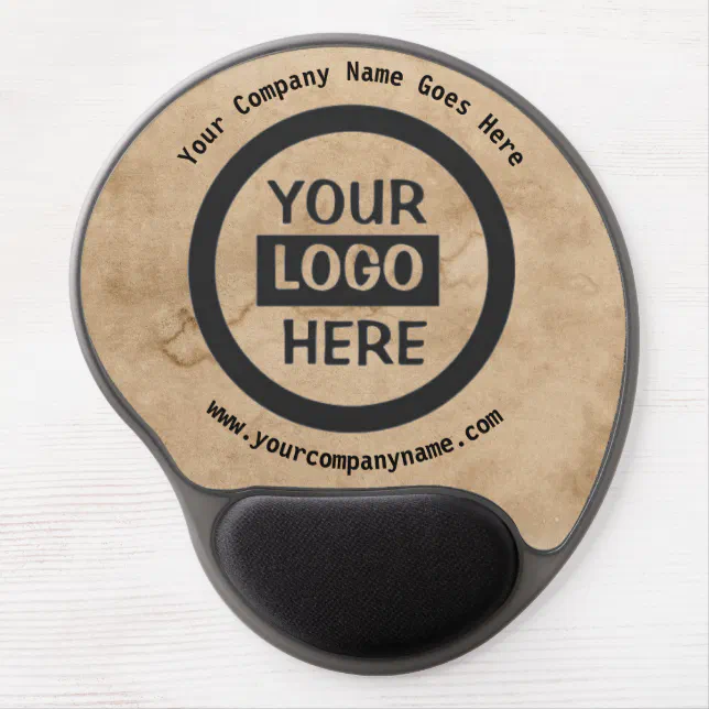 Company Logo & Information | Brown Background on Gel Mouse Pad | Zazzle