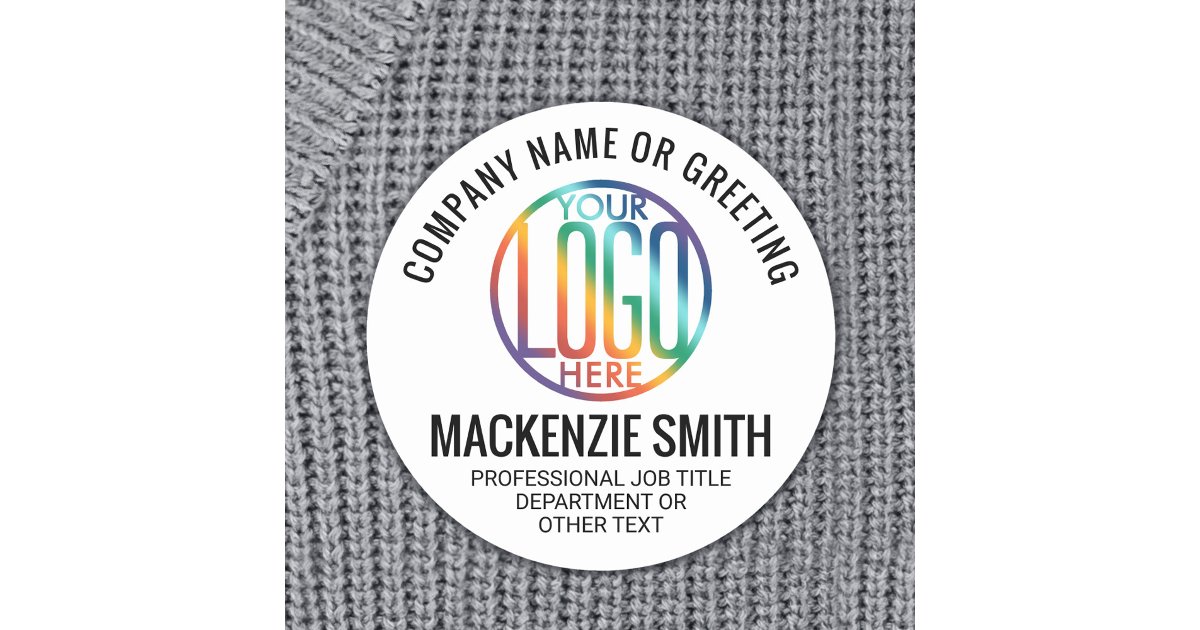 Company Logo Professional Employee White Round Name Tag | Zazzle