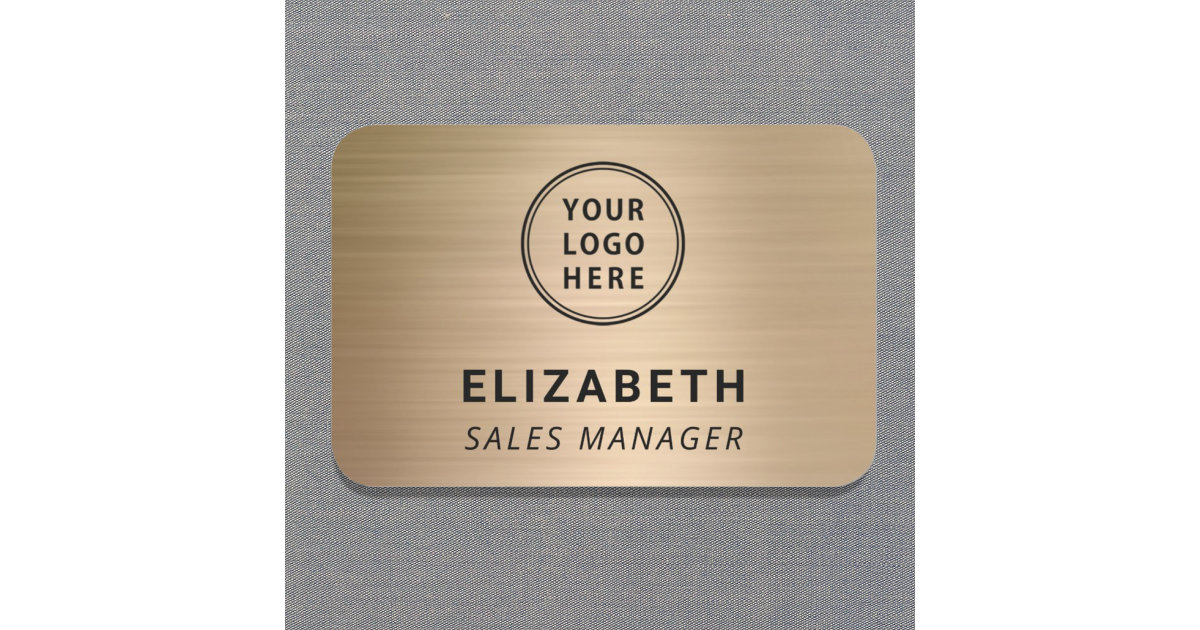 Company Logo Professional Gold Name Tag | Zazzle