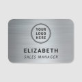 Company Logo Professional Silver Name Tag | Zazzle