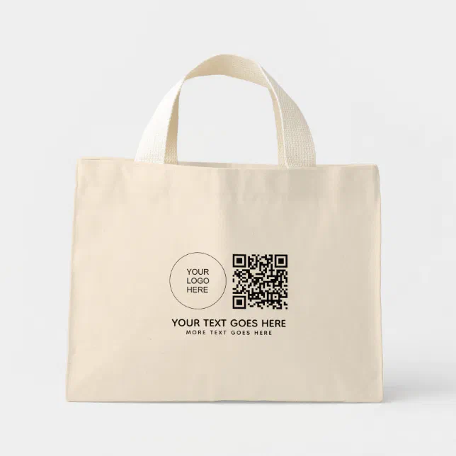 Company Logo QR Code Barcode Double Sided Print Mini Tote Bag | Zazzle