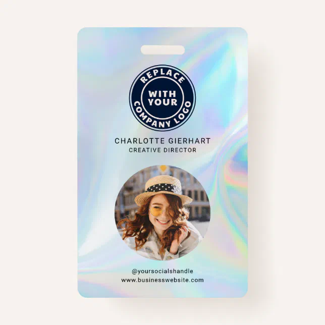 Company Logo QR Code Holographic Employee Photo ID Badge | Zazzle