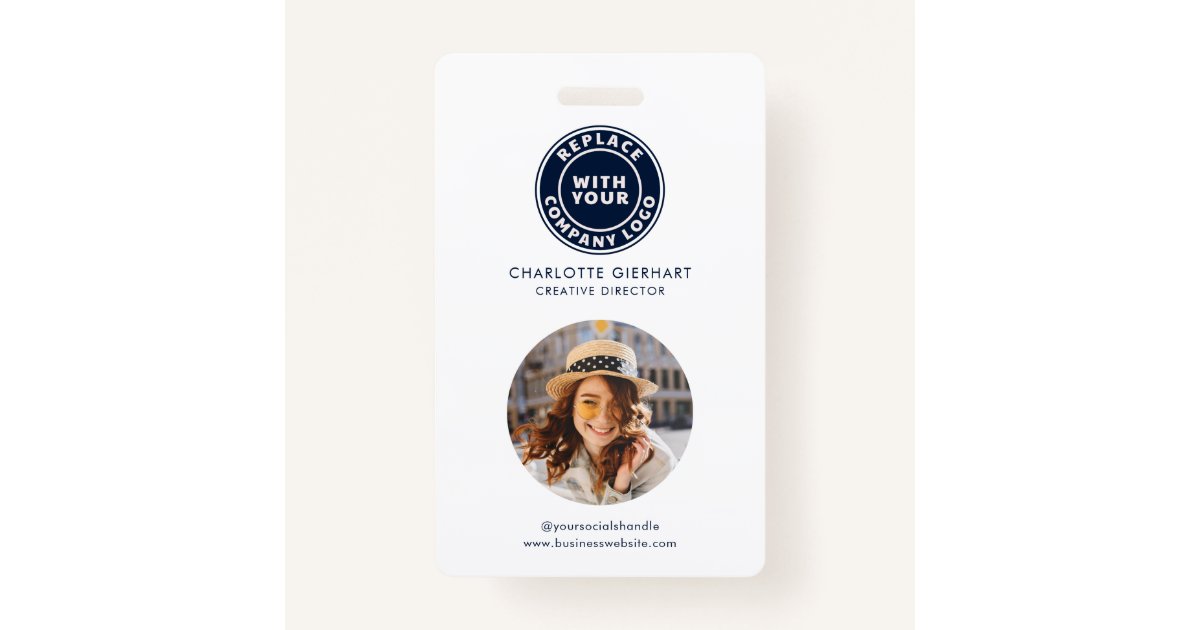 Company Logo QR Code Modern Employee Photo ID Badge | Zazzle