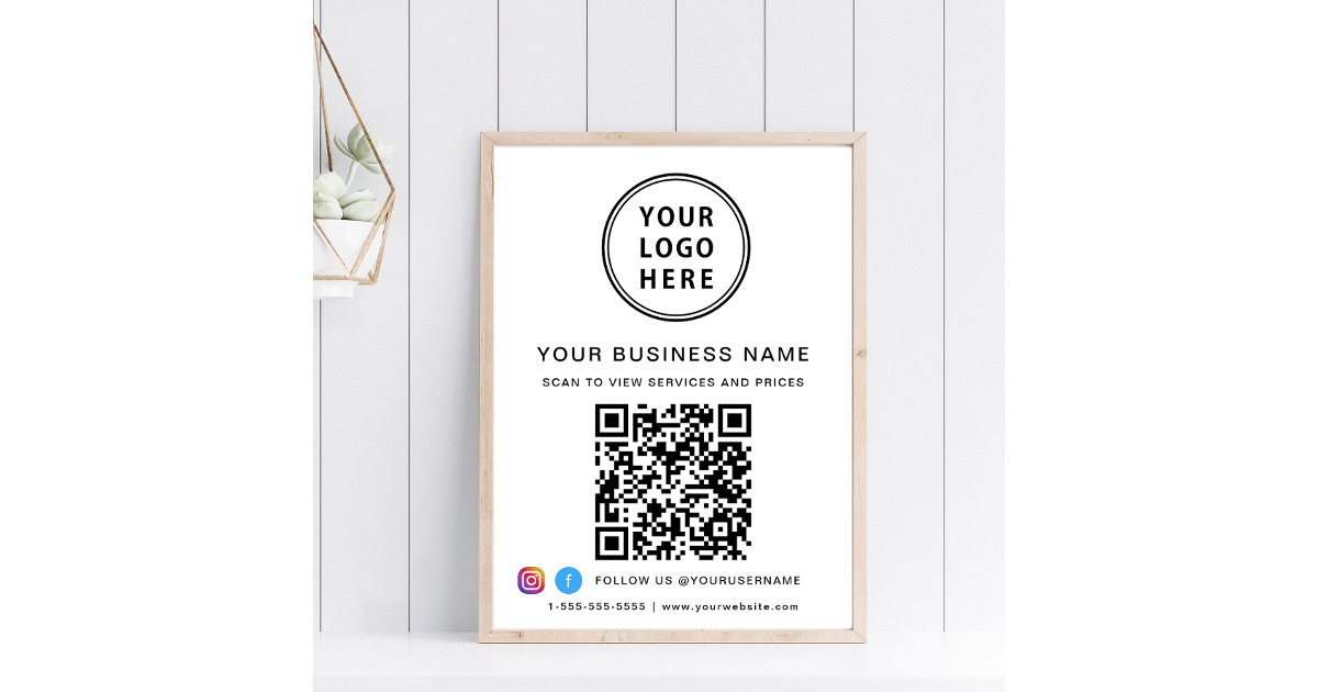 Company Logo QR Code Social Media Poster | Zazzle