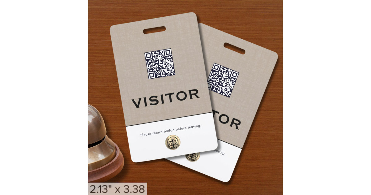 Company Logo QR Code Visitor Badge | Zazzle