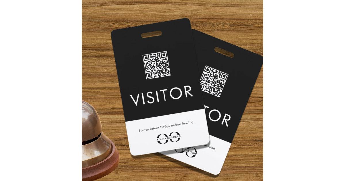 Company Logo QR Code Visitor Badge | Zazzle