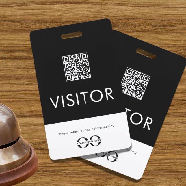 Company Logo QR Code Visitor Badge | Zazzle