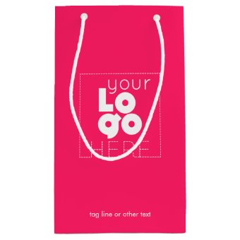 Company Logo Small Hot Pink Paper Shopping Bag | Zazzle
