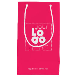 Company Logo Small Hot Pink Paper Shopping Bag | Zazzle