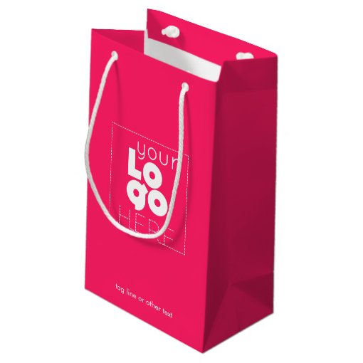 Company Logo Small Hot Pink Paper Shopping Bag | Zazzle