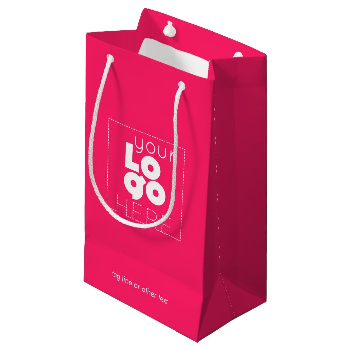 Company Logo Small Hot Pink Paper Shopping Bag | Zazzle.com