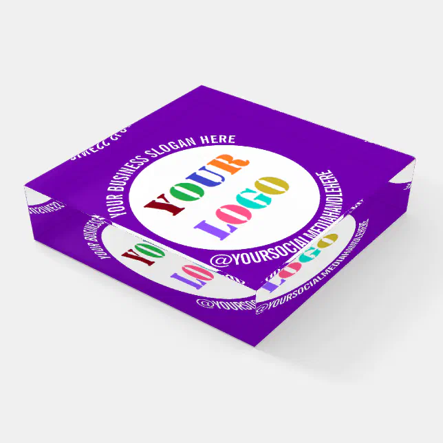 Company Logo Text Social Media Paperweight Example | Zazzle