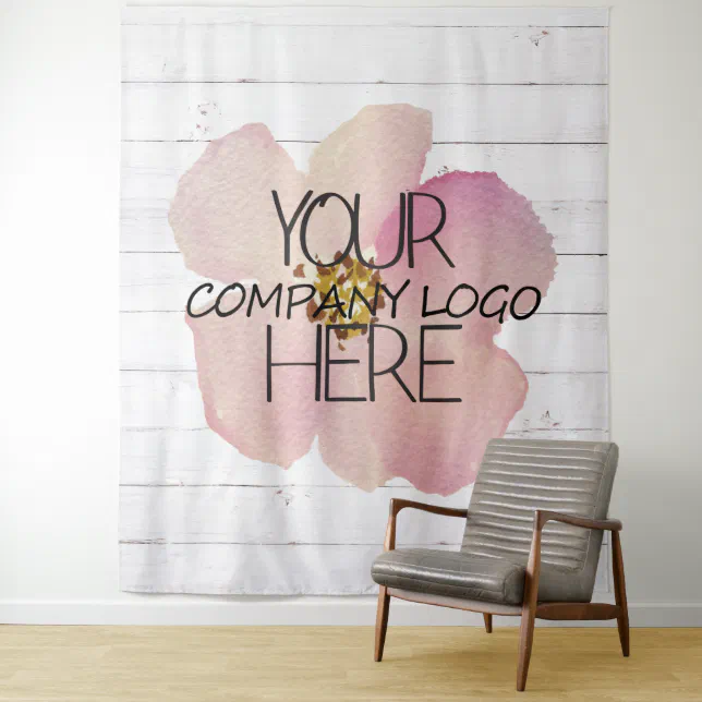 Company Logo Trade Show Backdrop White Wood | Zazzle