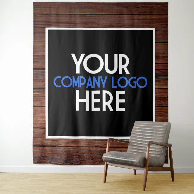 Company Logo Trade Show Backdrop Wood Background | Zazzle