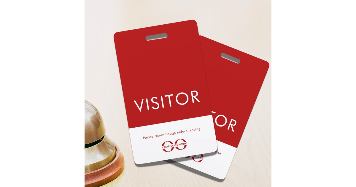 Company Logo Visitor Badge Red | Zazzle