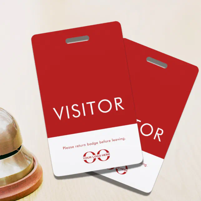 Company Logo Visitor Badge Red | Zazzle