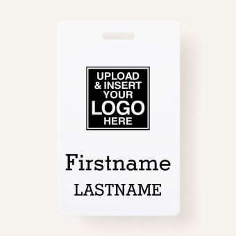 Company Logo with area for First and Last Names Badge | Zazzle