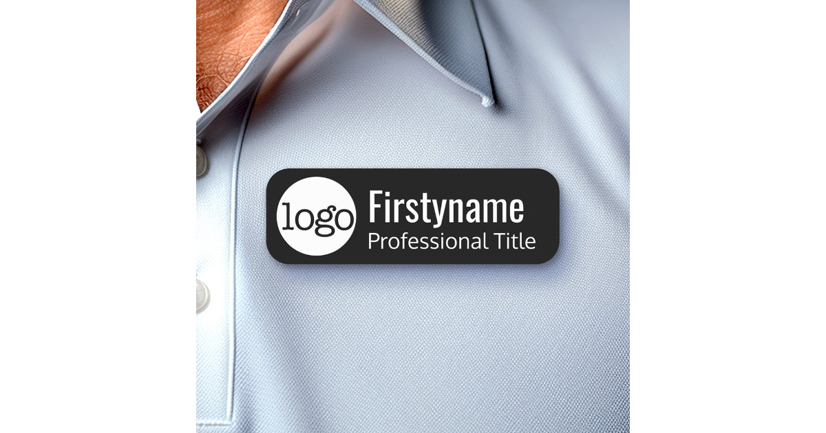 Company Logo with Employee and Title Name Tag | Zazzle