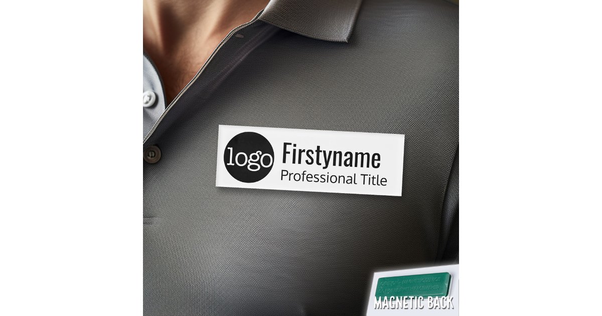 Company Logo with First Name Professional Title Name Tag | Zazzle