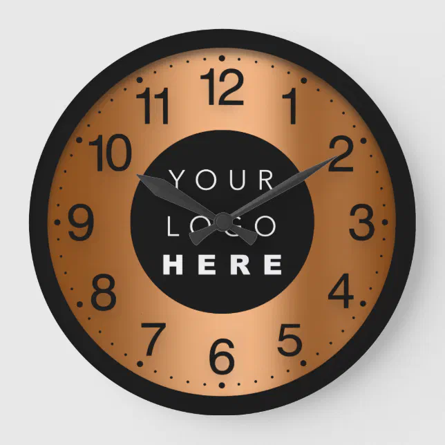 Company Minimalism Copper Brown Custom Logo Large Clock | Zazzle