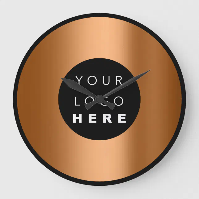Company Minimalism Copper Honey Custom Logo Large Clock | Zazzle