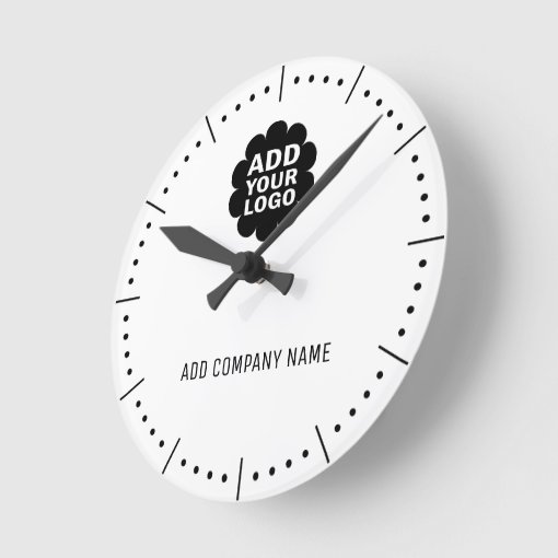 Company Name And Logo Corporate Promotional Round Clock | Zazzle