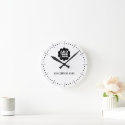 Company Name And Logo Corporate Promotional Round Clock | Zazzle