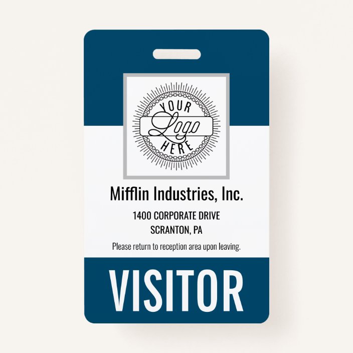 Company Name & Logo Visitor Pass ID Badge | Zazzle.com