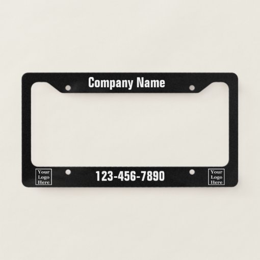 Company Name, Number & Your Logo Here License Plate Frame | Zazzle
