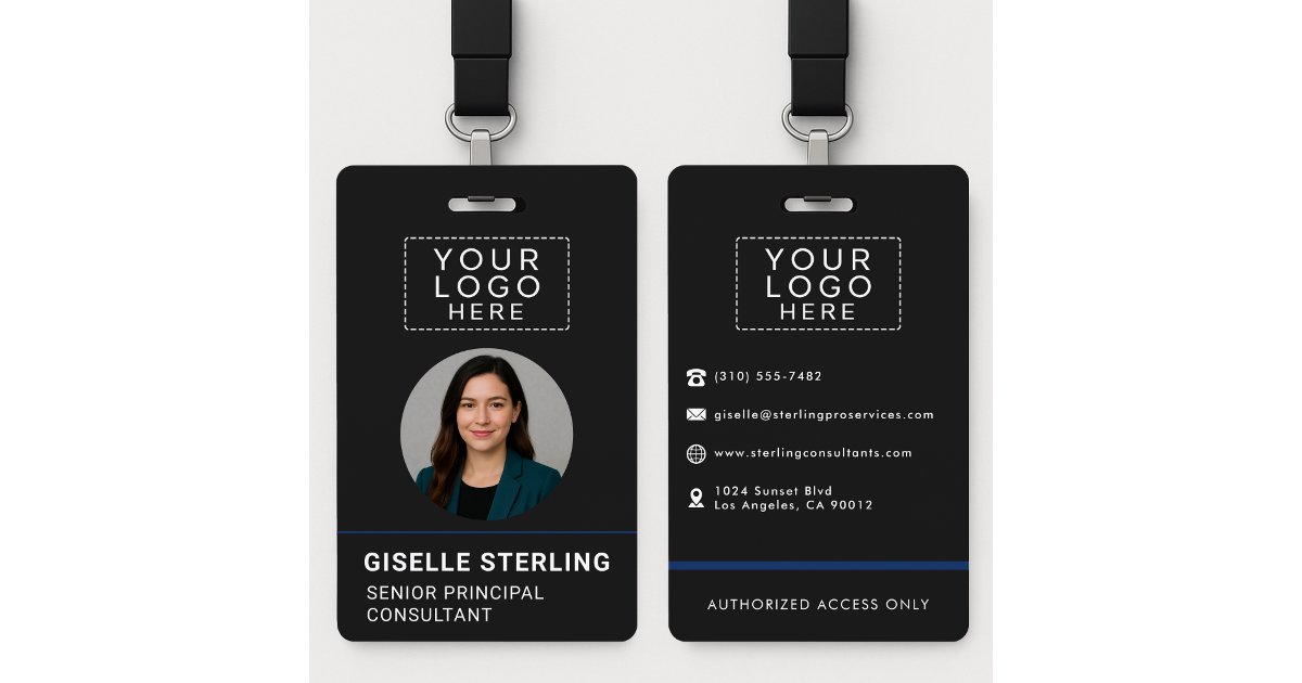 Company Name Tag Custom Photo ID Logo Badge | Zazzle