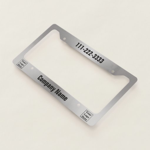 Company Name Text Template Brushed Metal Look License Plate Frame | Zazzle