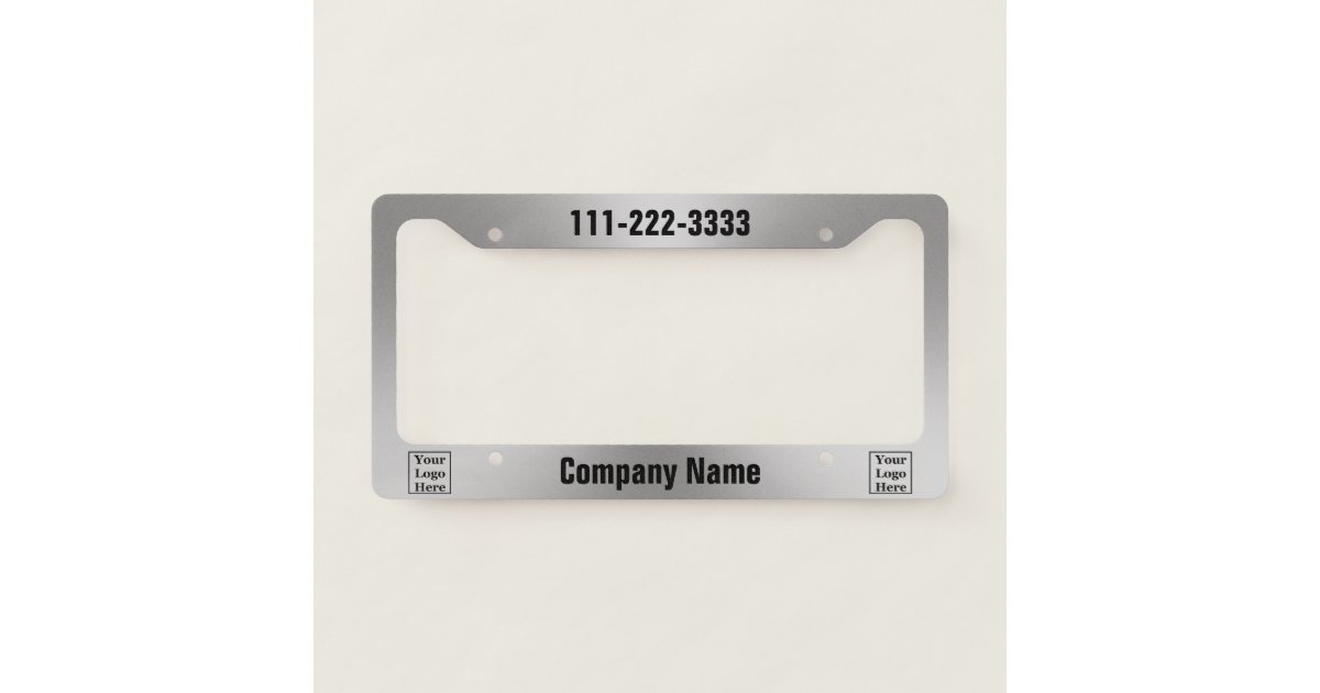 Company Name Text Template Brushed Metal Look License Plate Frame | Zazzle